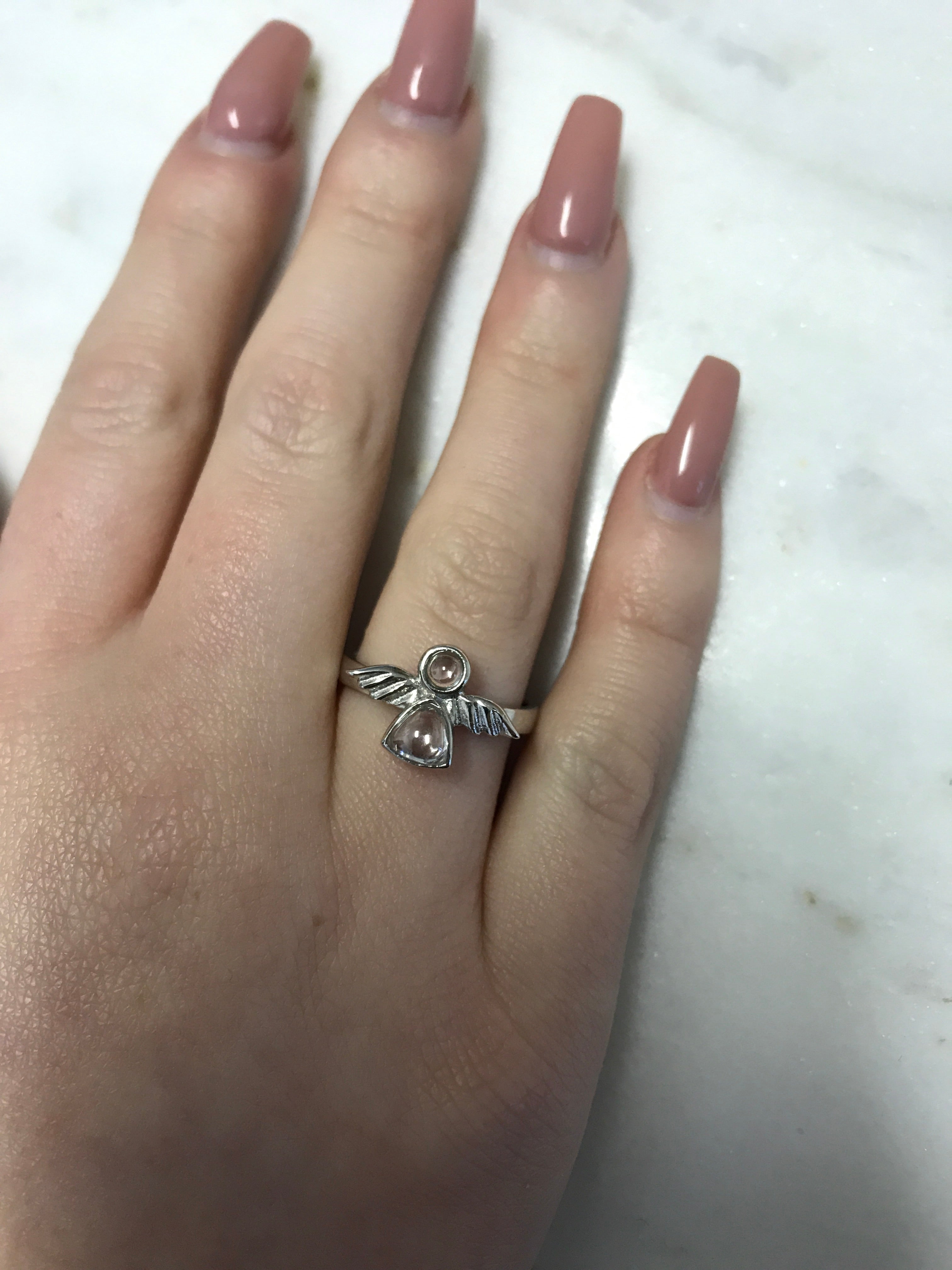 Silver Guardian Angel Ring | www.sparklingjewellery.com